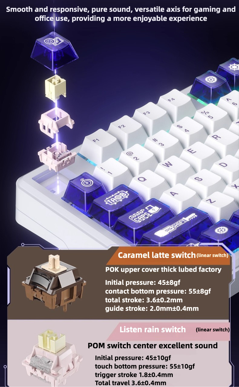 AULA L99 Mechanical Keyboard Wireless Tri-mode Customized Hot-swap Smart Screen Display Game E ...