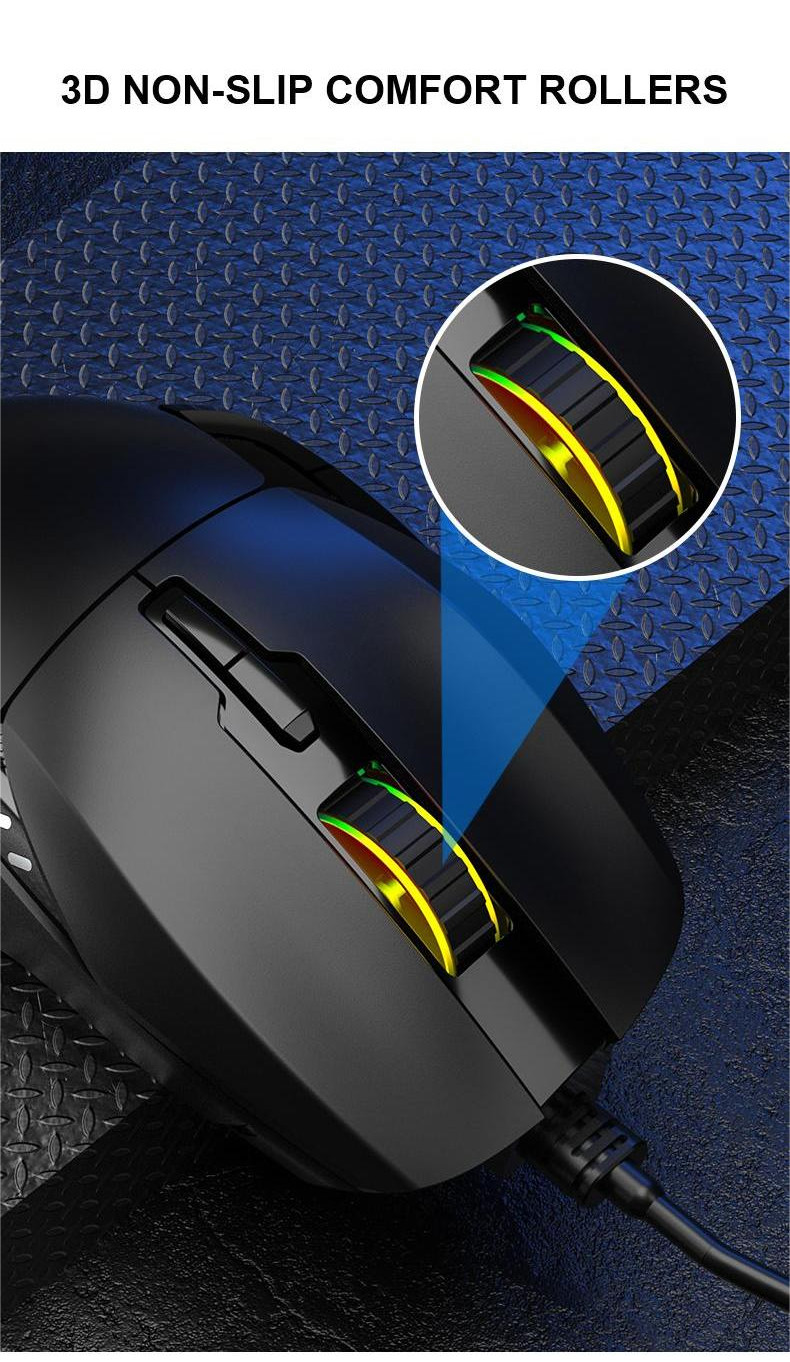 AULA F815 12800 DPI RGB Wired Gaming Mouse with 13 Backlit Modes & 6 ...