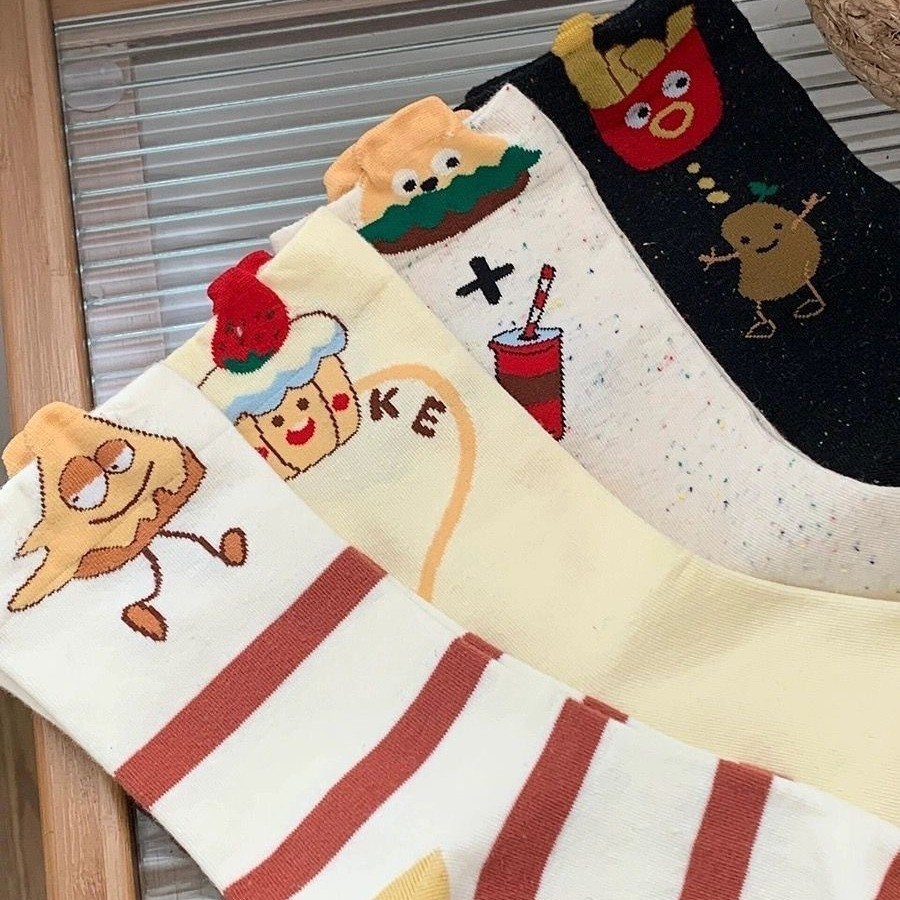 Spring Summer Original French Fries Socks Women's Socks Simple Burger ...