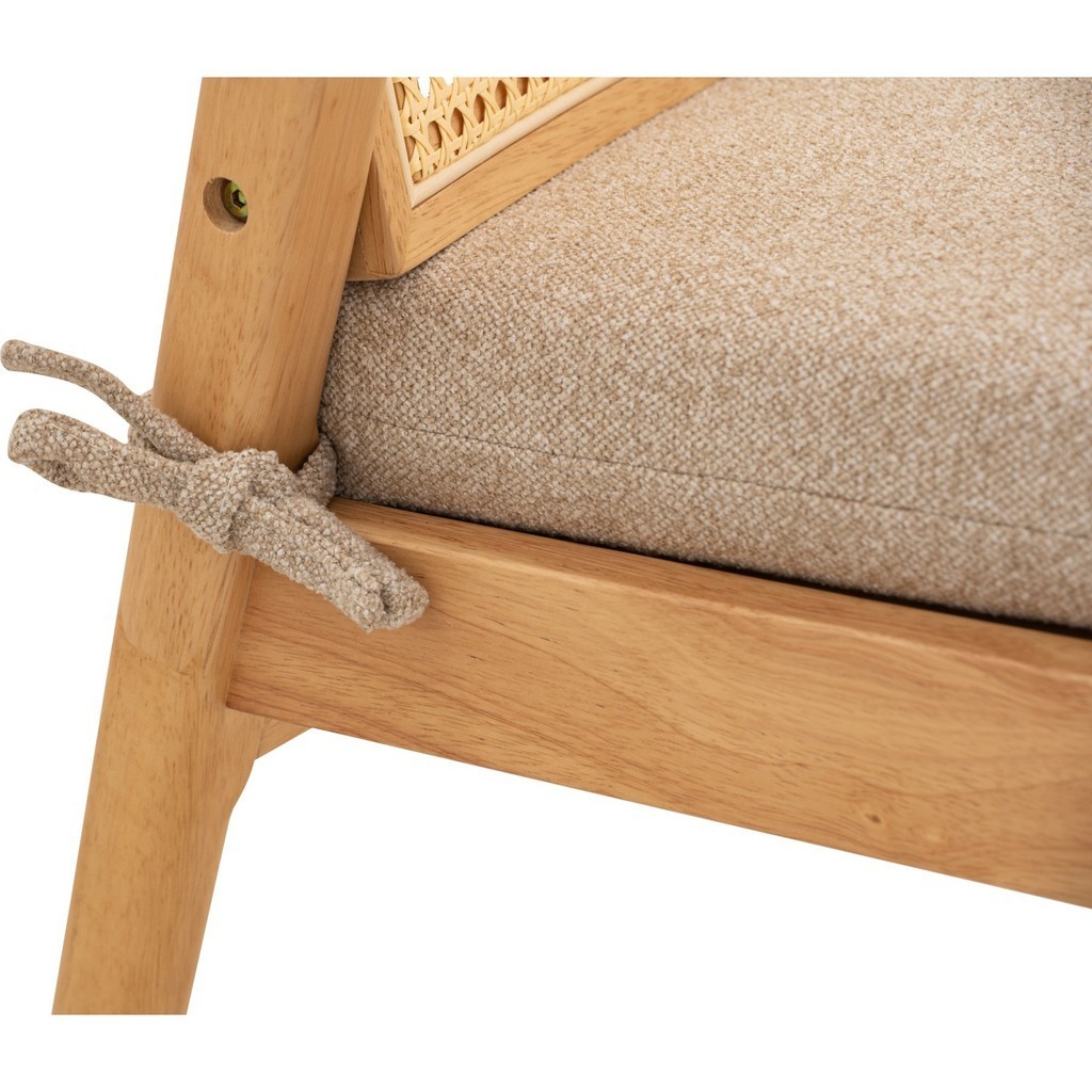 Lanson Arm Chair Japandi Muji Solid Wood rattan back rest Lounge Chair ...