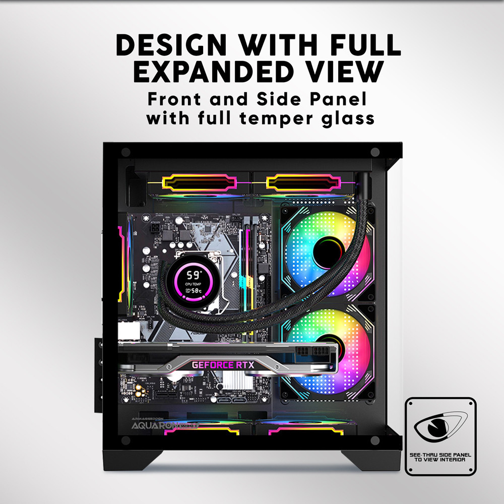 Armaggeddon AQUARON WIBO MATX Dual Chamber PC Gaming Case with Tempered ...