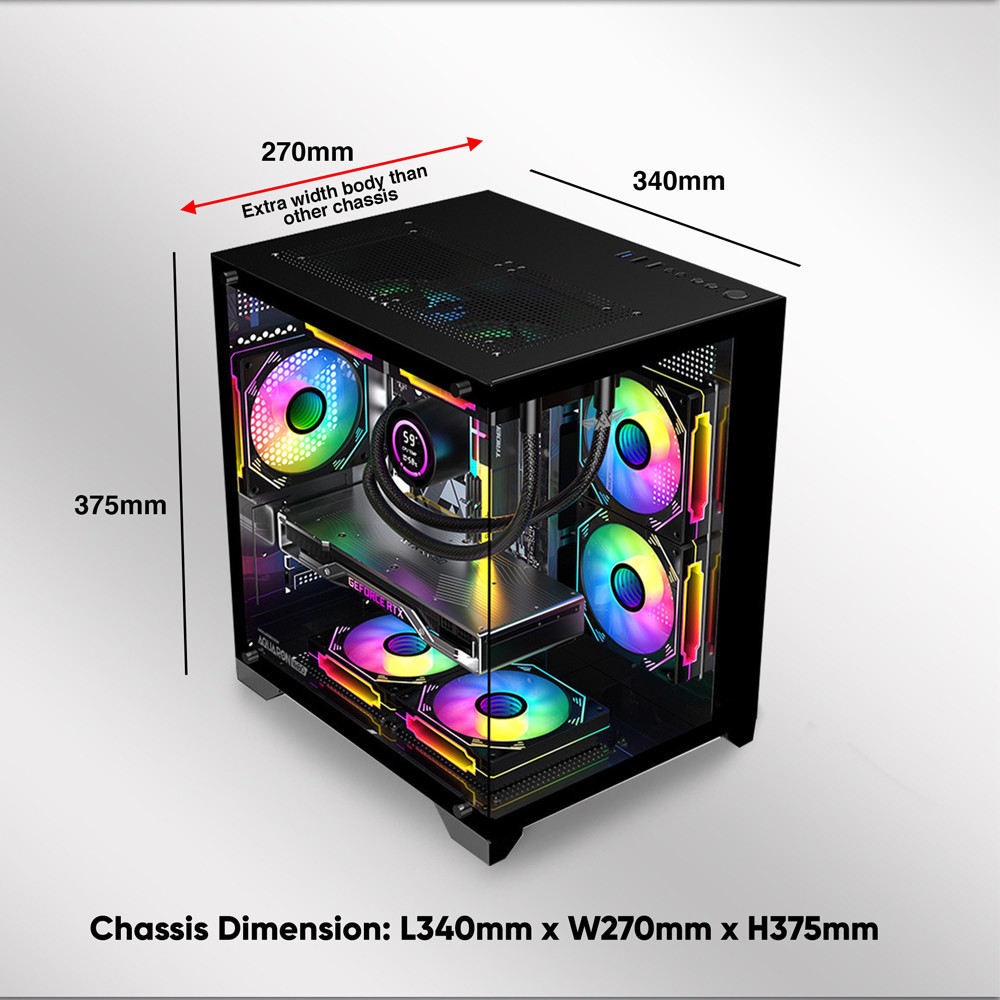 Armaggeddon AQUARON WIBO MATX Dual Chamber PC Gaming Case with Tempered ...