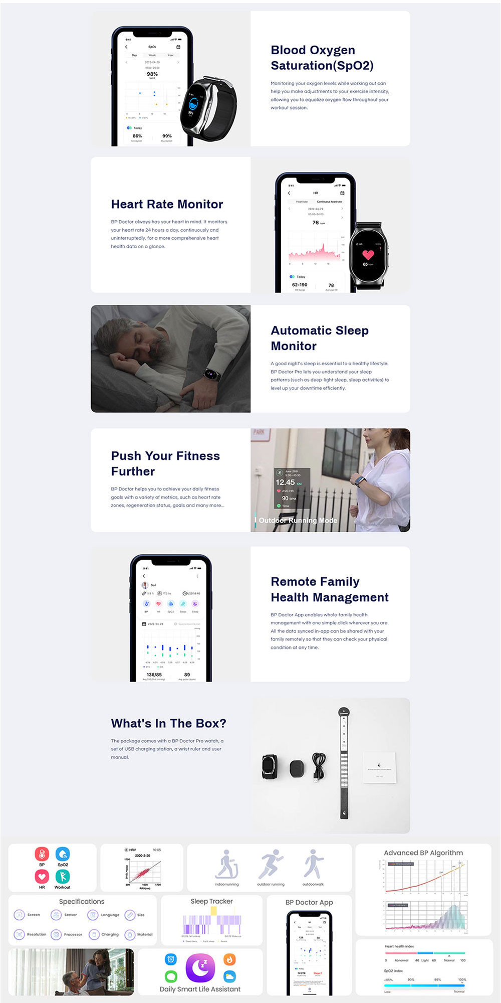 YHE BP DOCTOR PRO Blood Pressure Smartwatch Patented inflatable cuff ...