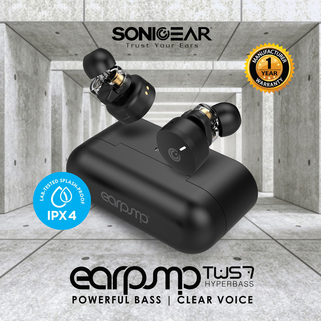 SonicGear Earpump TWS 7 True Wireless Stereo Earbud | 32 Hour Playtime | Dual Driver | IPX-4 ...