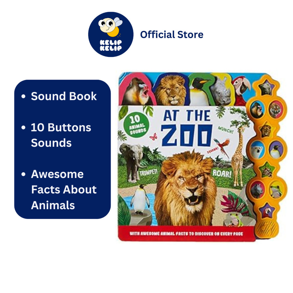 At The Zoo Sound Book For Kids To Learn About Animals With 10 Buttons ...