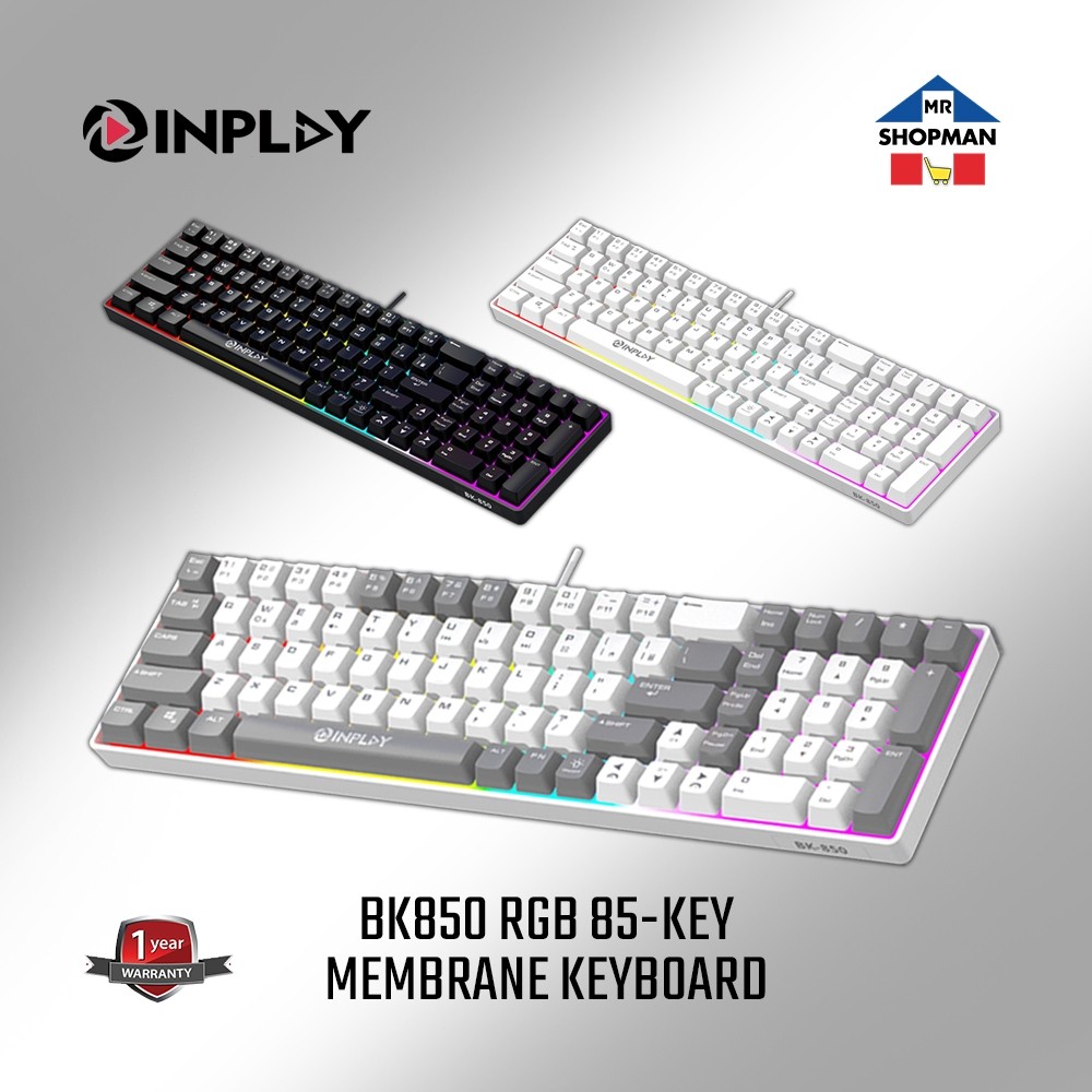 Inplay BK850 RGB Rainbow Light 85-Key Black White Membrane Gaming Keyboard | Shopee Malaysia