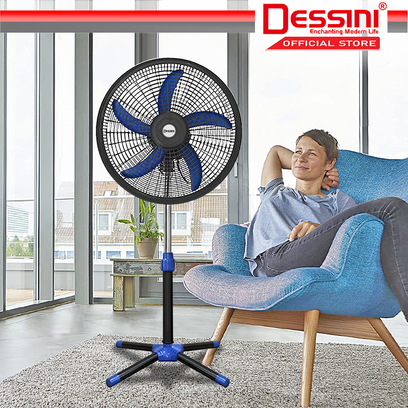 DESSINI ITALY 18'' Inch Stand Fan 3 Speed 5 Blade Oscillating Air ...