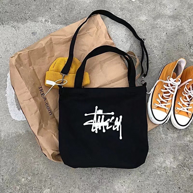 Black Cross Shoulder Handheld Tote Canvas | Shopee Malaysia