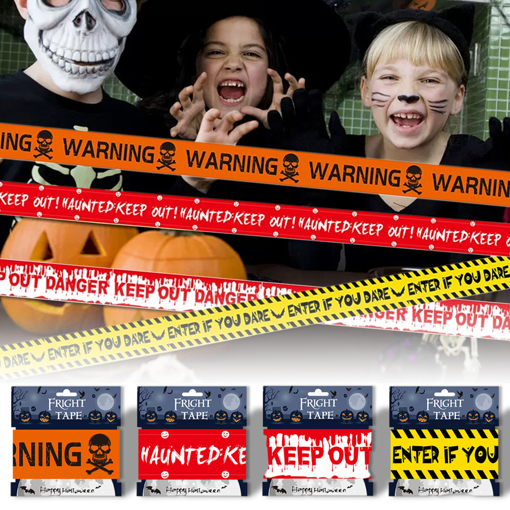 Halloween Warning Line - Skull Head Warning Tape Banner - Danger Signs ...
