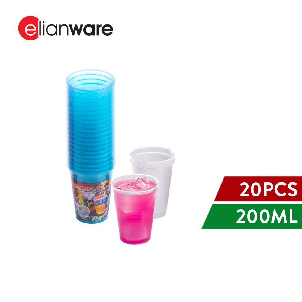 Elianware 20pcs Pack Colourful Reusable Plastic Event Party Cup Cawan ...