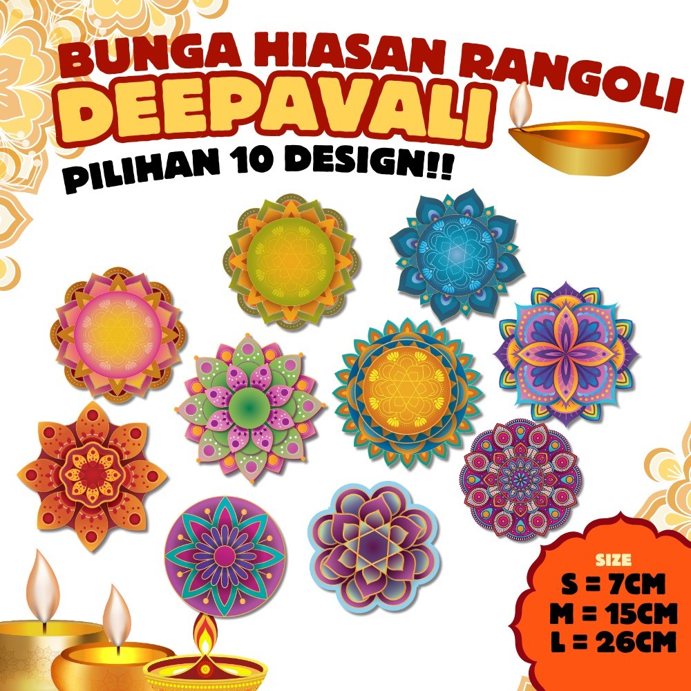 Kad tebal bunga hiasan gantung siling tampal dinding bunga rangoli ...