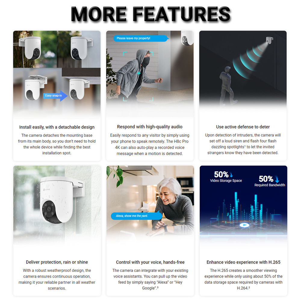 Ezviz H8C Pro 8MP 4K Pan/Tilt Two Way Talk Color Night Vision ...