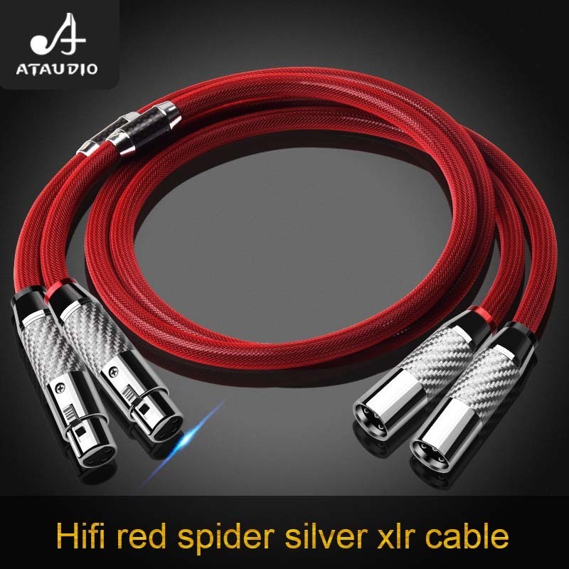 ATAUDIO HIFI Pure Sliver 2XLR Cable High Quality 3Pin XLR Plug Amplifier CD DVD Player ...