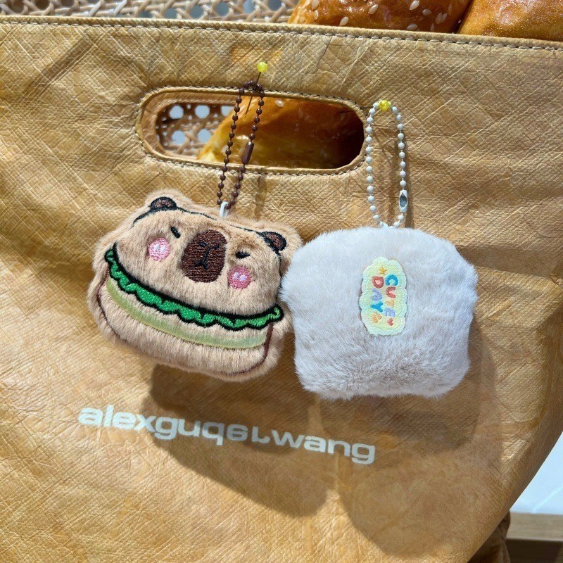 Capybara Plush Keychain Cute Bag Pendant Burger Toast Keyring Kawaii ...