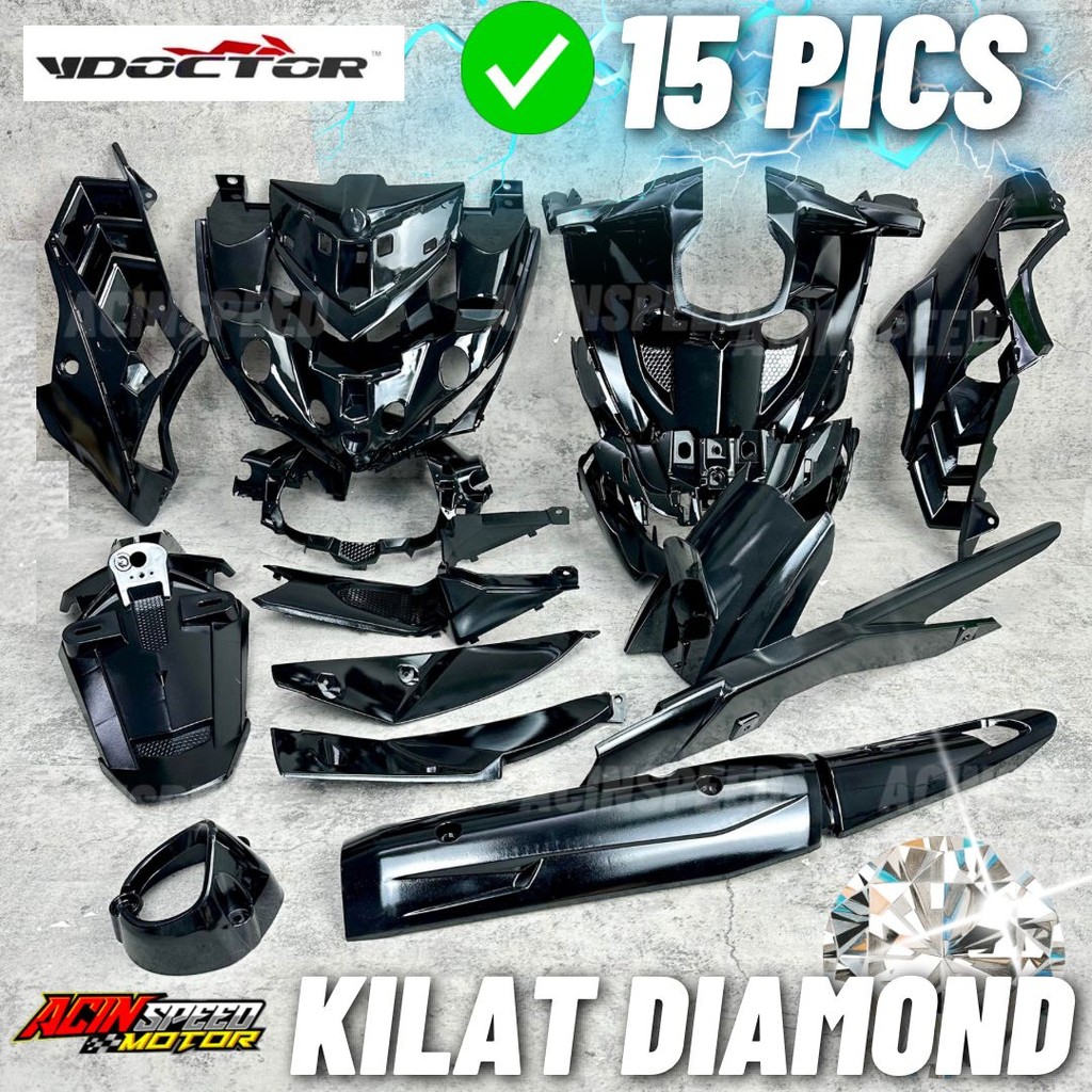 YAMAHA Y15ZR V1 V2 LC135 V4 V5 V7 V8 Fi Inner Hitam Kilat Diamond/Y15ZR Inner Cover Full Set/HLY ...