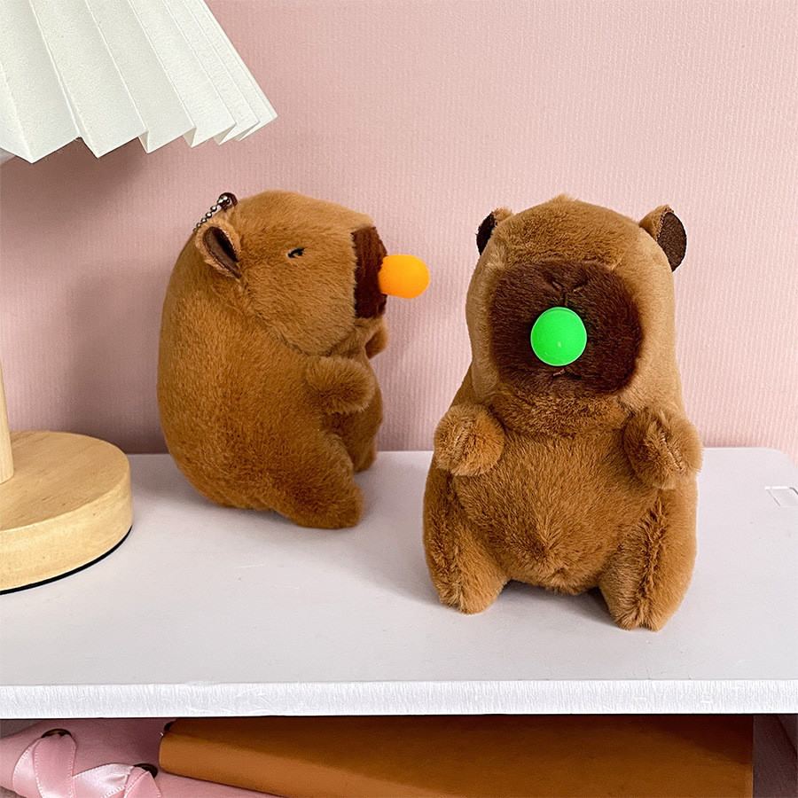 Capybara Cuddly Charming Hanging Plush Toy Stress Reliever Keychain For ...