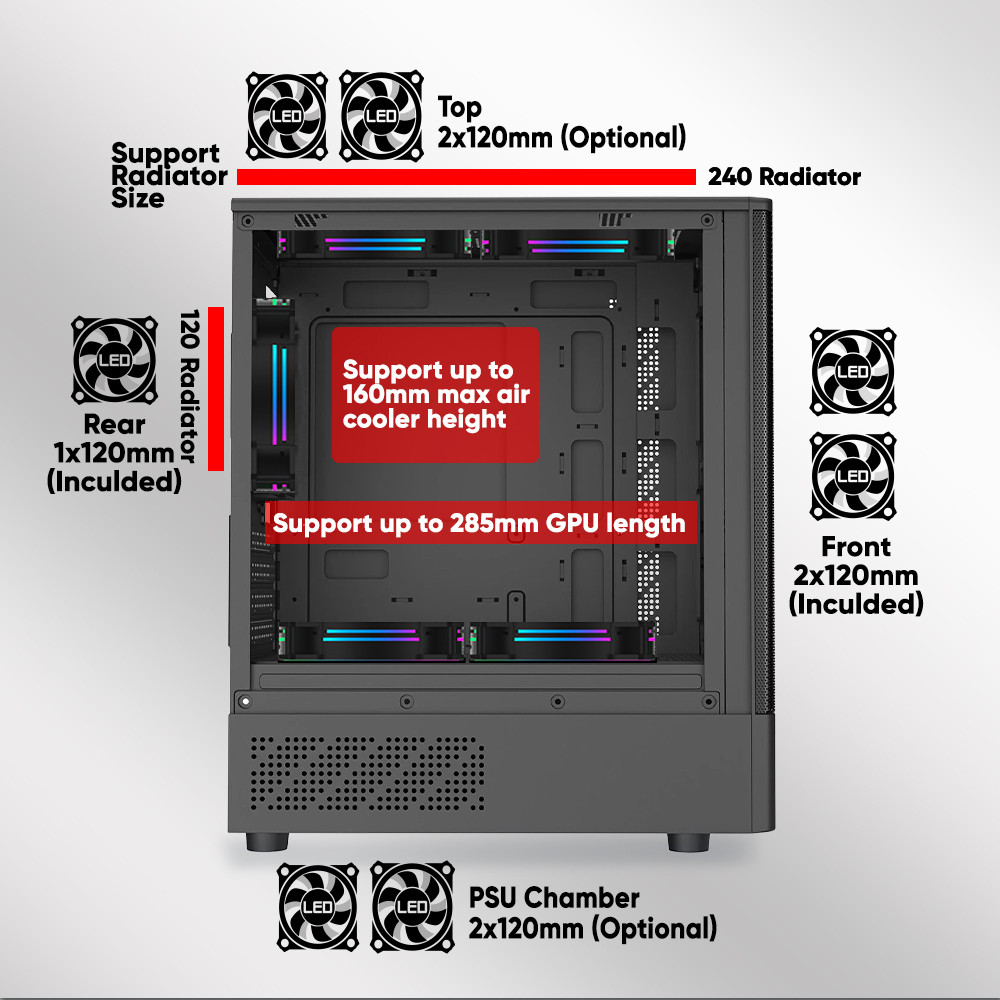 Armaggeddon Deepfreeze Duplex 2 Chroma MATX Gaming PC Case With Mesh ...