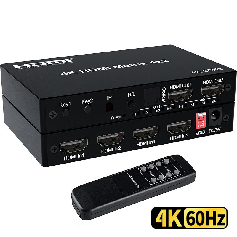 4K 60Hz HDMI Matrix Switcher 4x2 2x4 Matrix HDMI Switcher Splitter 4 in ...