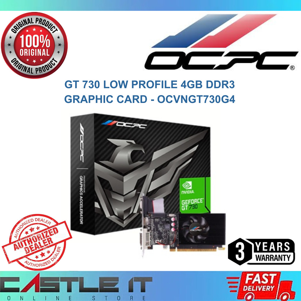 OCPC Nvidia GT 730 LP 4GB DDR3 GT730 Low Profile Graphic Card GPU ...
