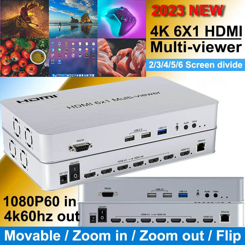 4K HDMI Multi-viewer 4x1 6X1 HDMI Quad Screen Segmentation Multiviewer ...