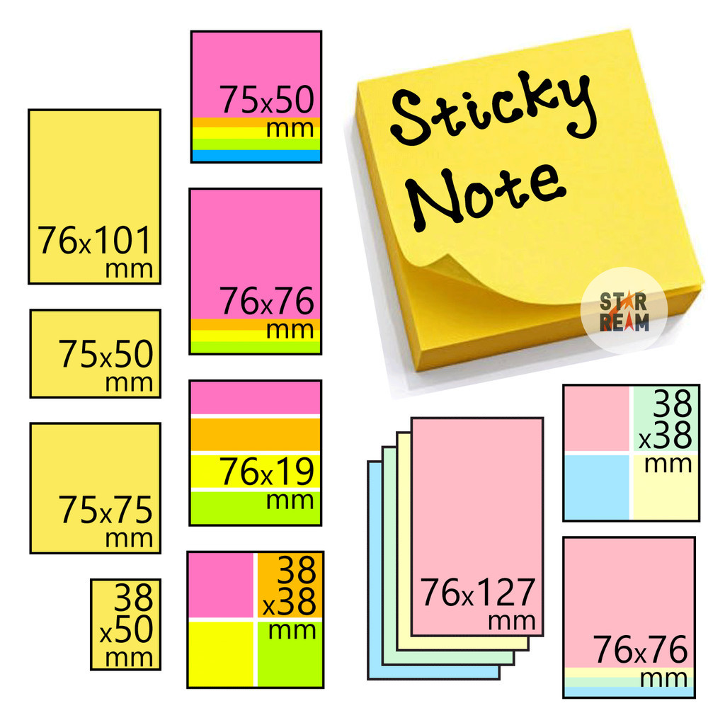 100pcs Sticky Note (Colorful/ Transparent)|Memo/ Note Pad/ Label Note ...