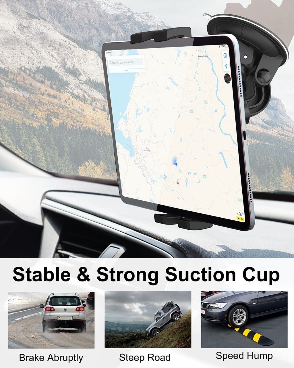 Tablet Car Mount Universal Tablet Holder for Car Windshield Dash ...