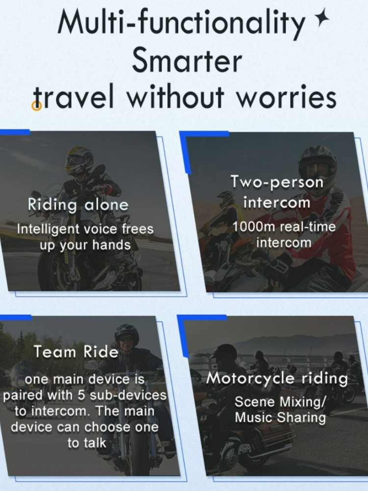 2024 New D2-6X Motorcycle Helmet Bluetooth Intercom Headset 1000M ...