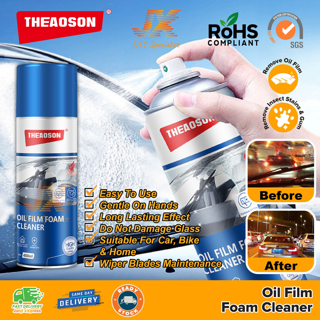 THEAOSON Car Glass Windshield Oil Film Remover Foam Cleaner Spray Cuci ...