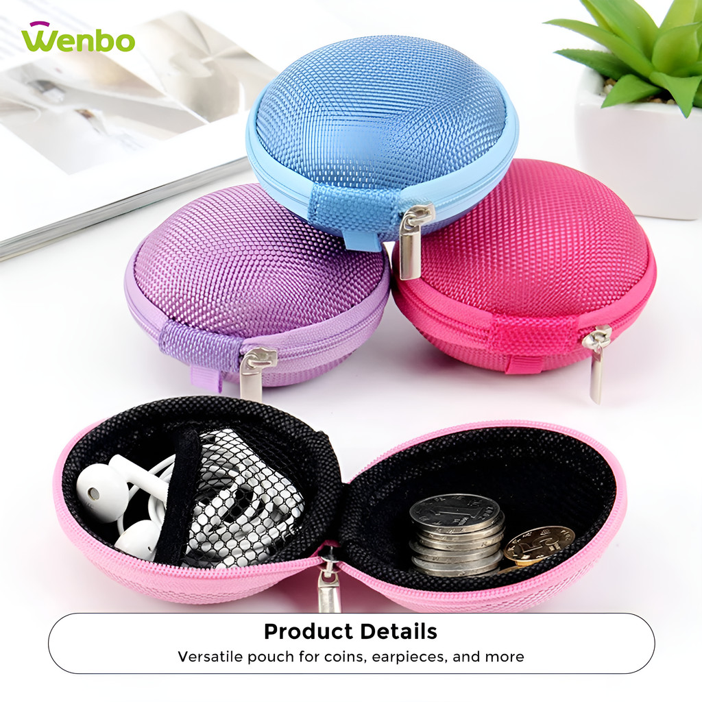 Wenbo Mini Candy Color Cute Round Coin Earphone Organizer Cable Casing Mini Round Pouch Coin ...