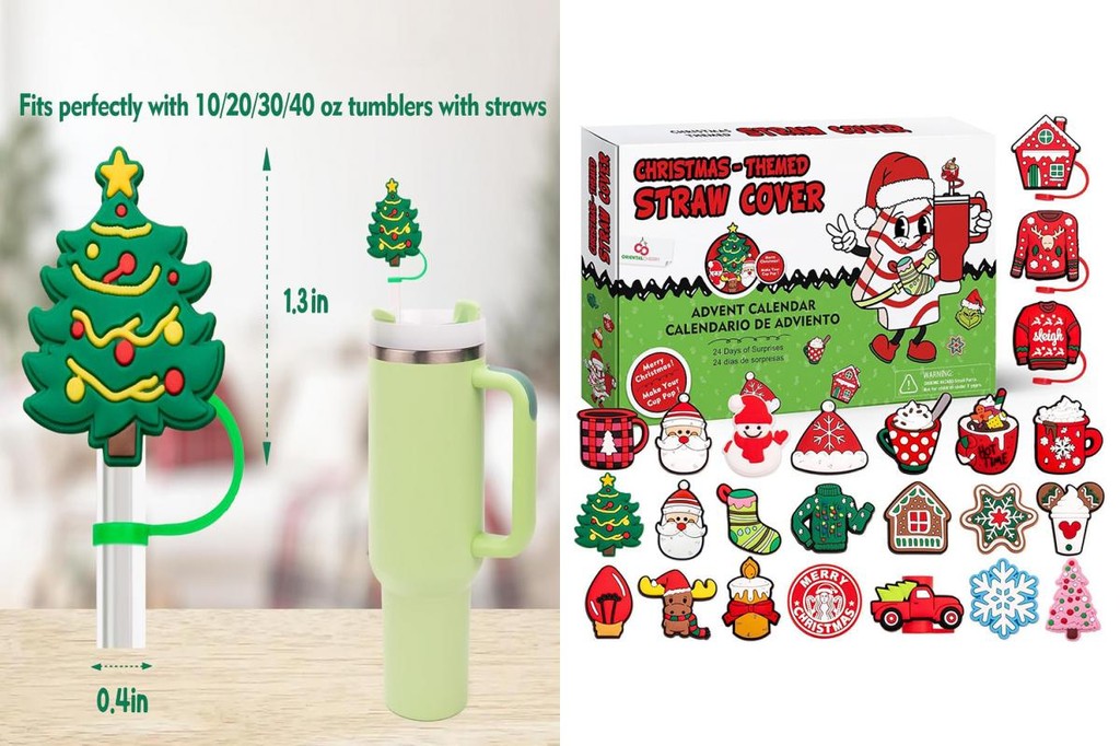 Christmas Straw Lid Advent Calendar Seasonal Straw Lid Assortment 24 ...