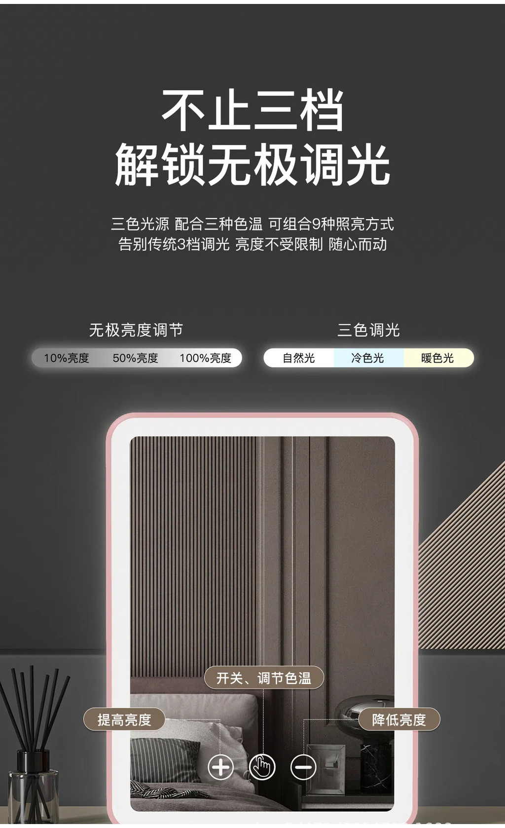 Square Makeup Mirror led with Light Beauty Mirror Dressing Mirror led ...