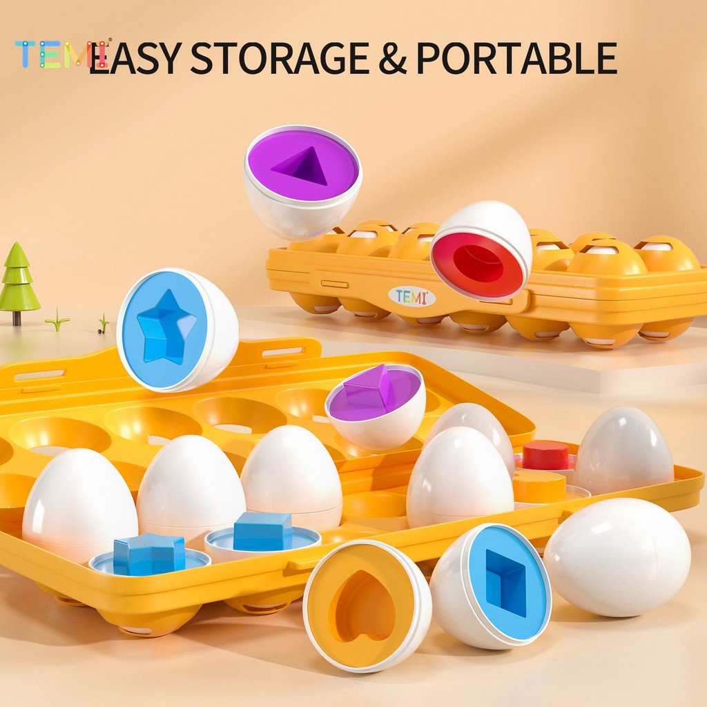 TEMI Color Shape Matching Toy Egg Intelligent Twisted Egg Early ...