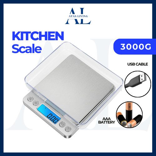 🔷ATAS🔷 3000g/0.1gP Food Scale Rechargeable Kitchen Scale with Trays ...