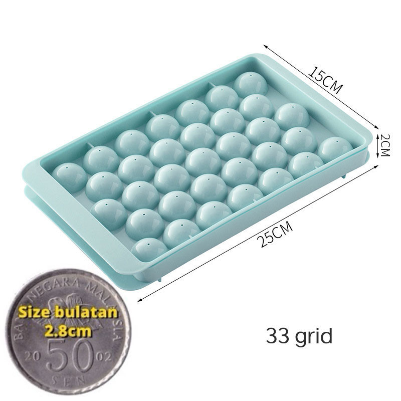 Dulang Ais Bola 50 TRAY Round Ice Cube Ball Mold for Freezer with Lid ...