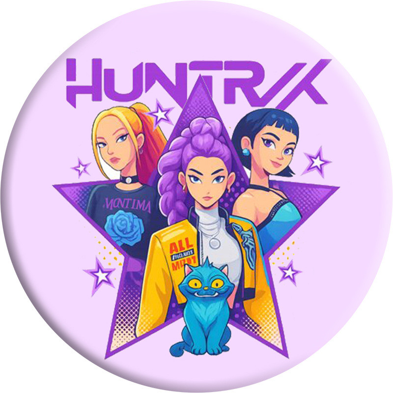 HUNTRIX Kpop Demon Hunters Cartoon Tinplate Badge Mirror Keychain ...