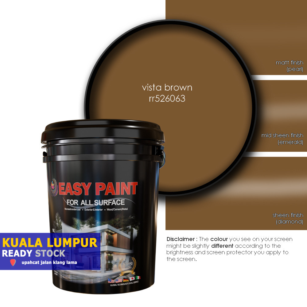 1 Liter and 5 Liter - VISTA BROWN RR526063, Easy Paint for interior ...