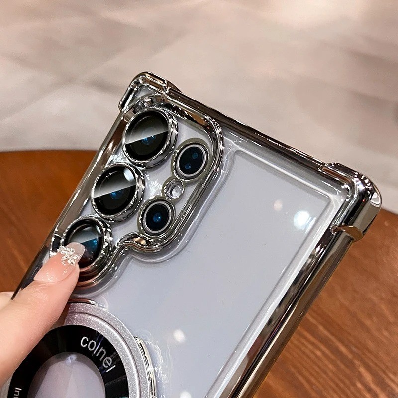 Luxury Ring Bracket Plating Magnetic Phone Case For Samsung S24 S23 S22 ...