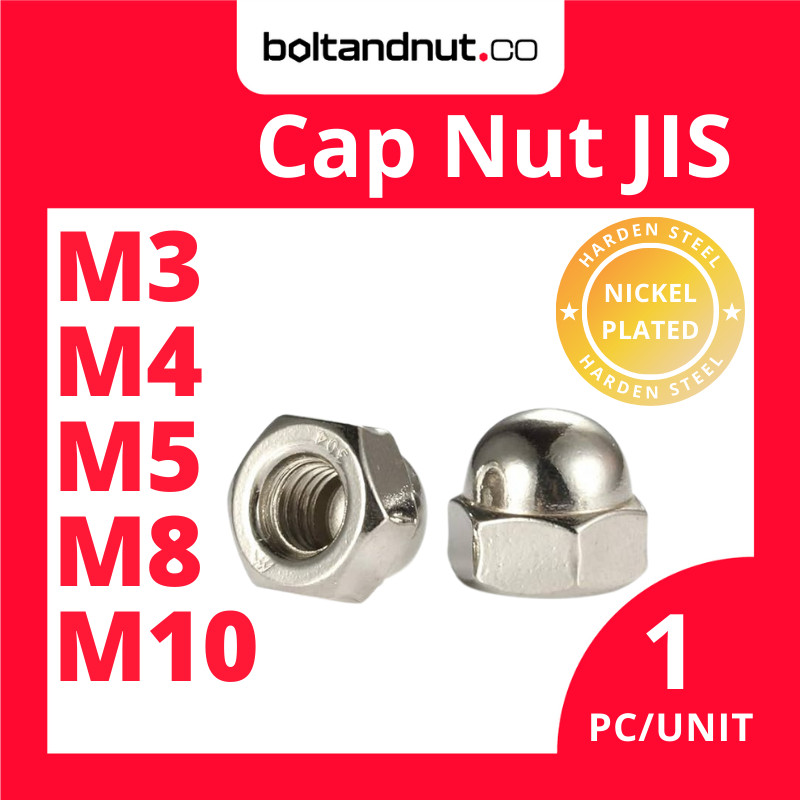 Cap Nut JIS | Nickel Plating | M3 M4 M5 M6 M8 M10 M12 | Dome Nut Acorn ...