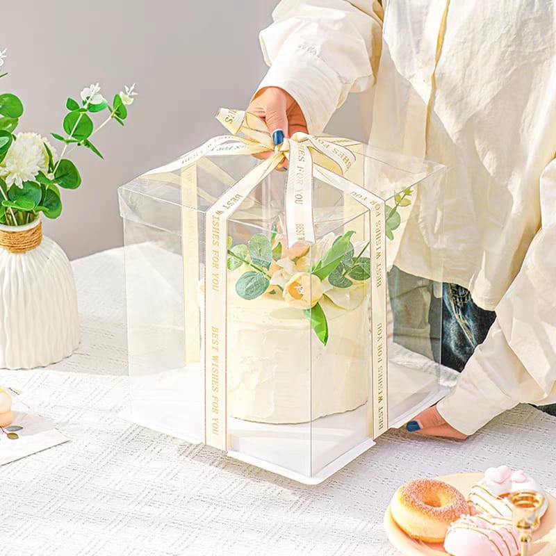Clear Gift Box Cake Box Kotak Kek / Bouquet Box Kotak Lutsinar Hantaran ...