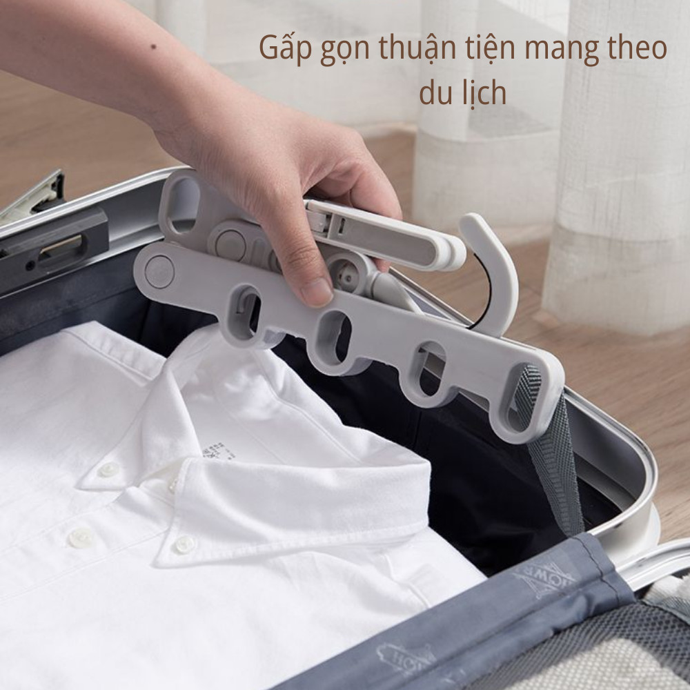 Portable clothes hanger with 5 foldable door-mounted holes, 360 ...