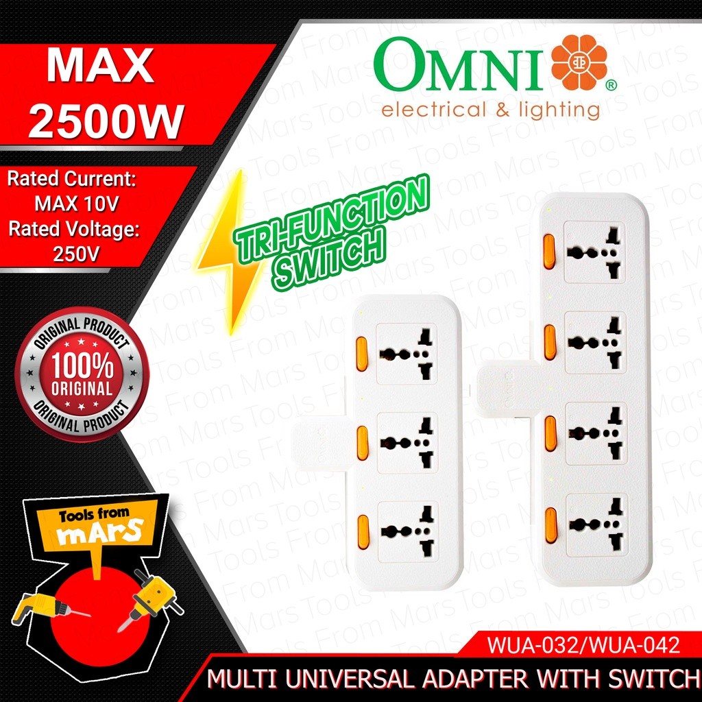 Omni Multi Universal Adapter With Switch Adaptor 3 GANG / 4 GANG TFM ...