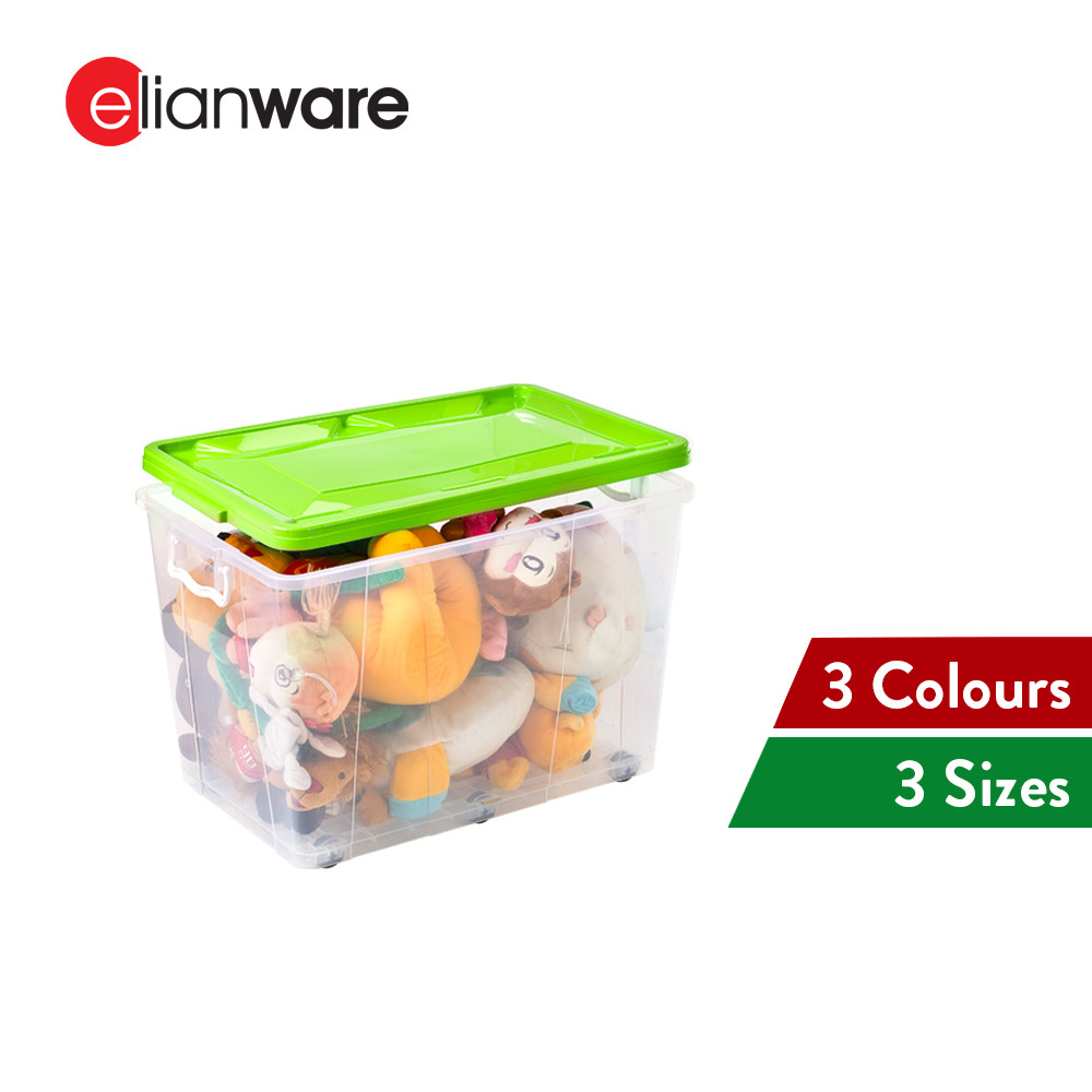 Elianware Multipurpose Transparent 6 Wheels Large Storage Box Organizer ...