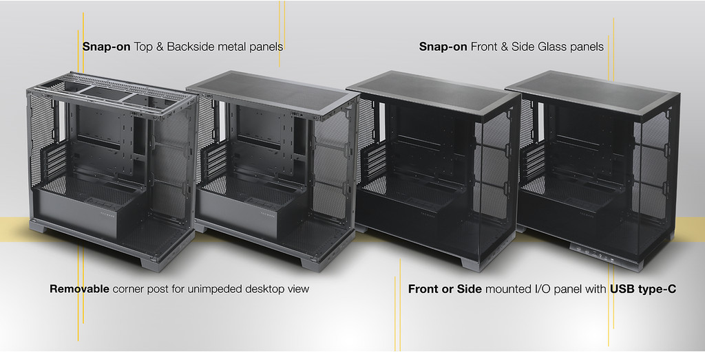 Tecware VX90M Dual TG MATX Mico-ATX BLACK PC Casing Chassis Case (TWCA ...