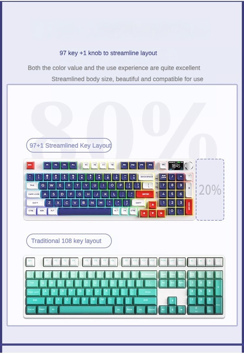 Lychee Gaming C98PRO 98-key Display Screen 2.4g Wireless Bluetooth ...