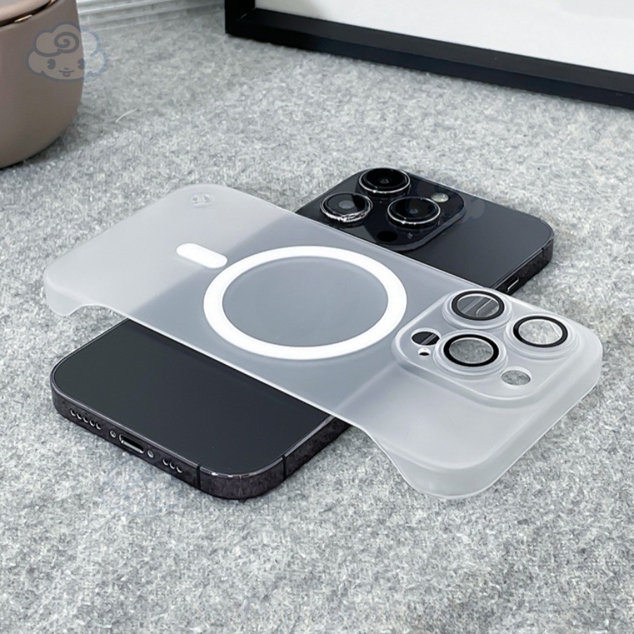 Matte Borderless Clear Magnetic Camera Glass Phone Case For iPhone 16 15 14 13 12 11 Pro Max 14 ...
