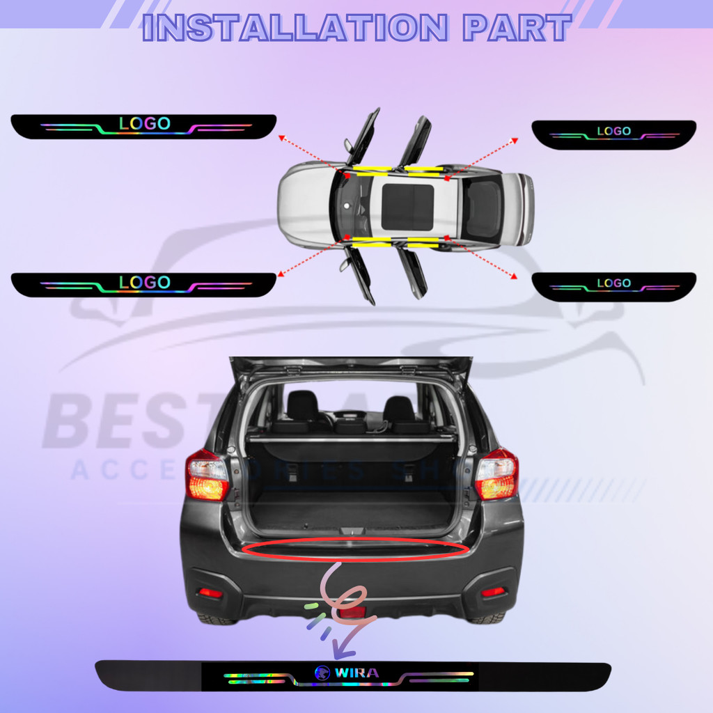 Colorful Reflective Laser Car Door Sill Strip Protector Stickers Auto ...