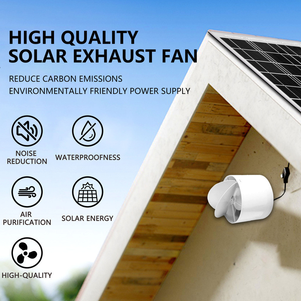 DC Solar Air Fan Mini ekzos Fan6 ekzos kipas bilik mandi berkuasa 8W ...