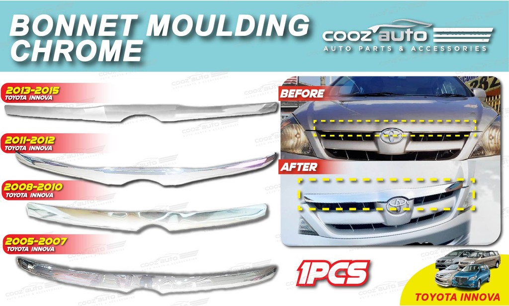 Toyota Innova 2005 - 2015 Car Front Bonnet Bumper Garnish Chrome Hood ...