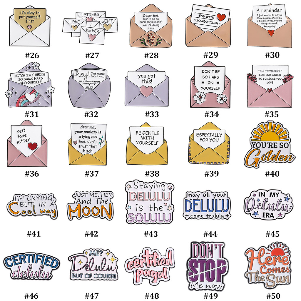 Creative Personality Slogan Enamel Lapel Pin Colorful Text Metal Brooch ...