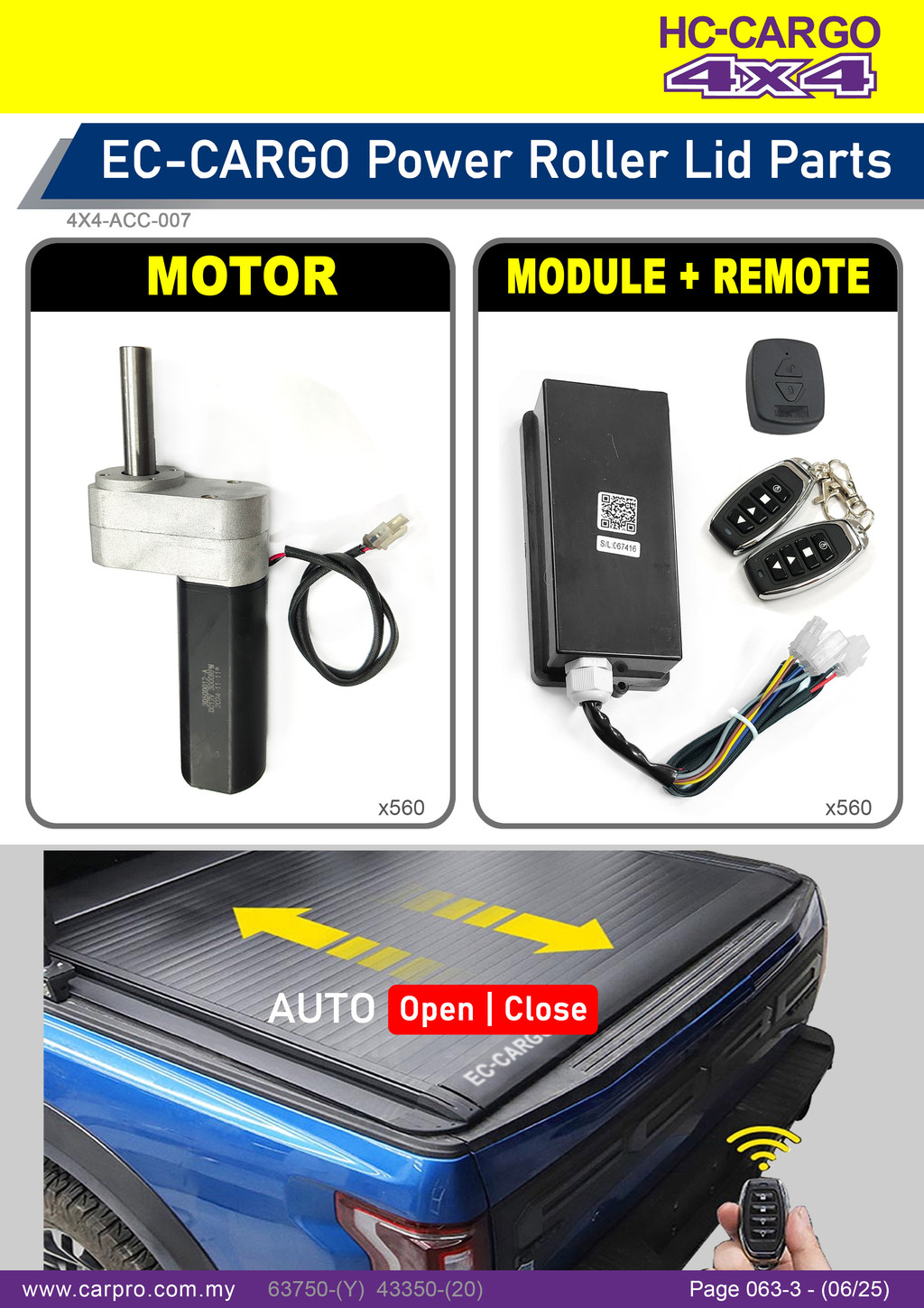 EC-CARGO Power Roller Lid Module / Remote Automatic Roller Shutter ...